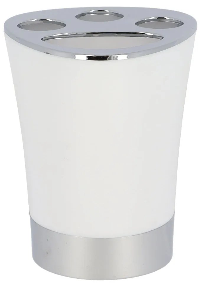 Koupelnový pohár na kartáčky Cuesta, bílá/s chromovými prvky, 250 ml