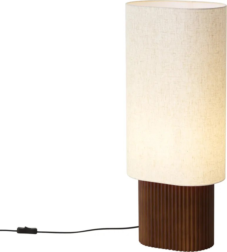 Japandi stojací lampa z ořechového dřeva s látkovým stínidlem 70cm - Lamel