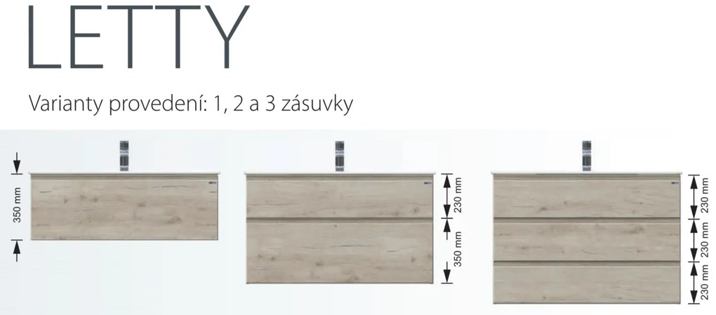 Intedoor Letty Desk skříňka s umyvadlem na desku LE DESK 90 2Z Barva: A3396 Antracit Mat