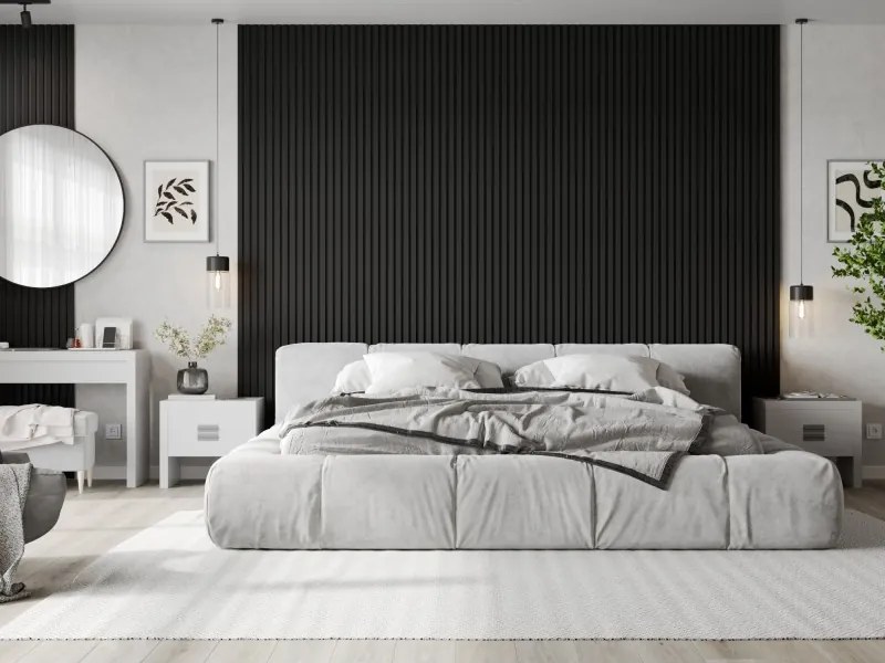 Mexen Lam-B, stěnové lamely 275 × 31,5 cm, HDF deska 4 mm, černá matná, S100-275317-2812-053