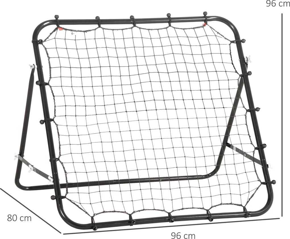 HOMCOM fotbalový odrazový míč odrazová stěna 96x80x96 cm z kovové trubky a PE v černé barvě pro trénink a hru | Aosom.de