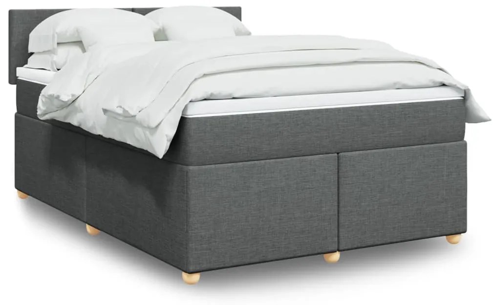Box spring postel s matrací tmavě šedá 140x200 cm textil 3288997