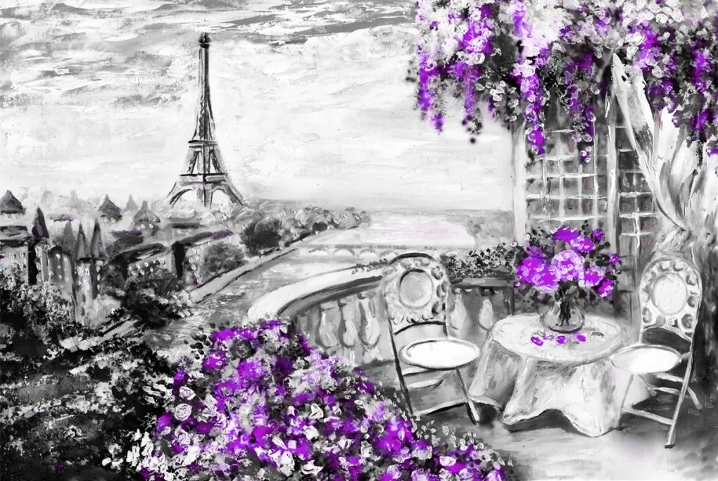 Obraz Paříž malovaná Purple Velikost (šířka x výška): 60x40 cm