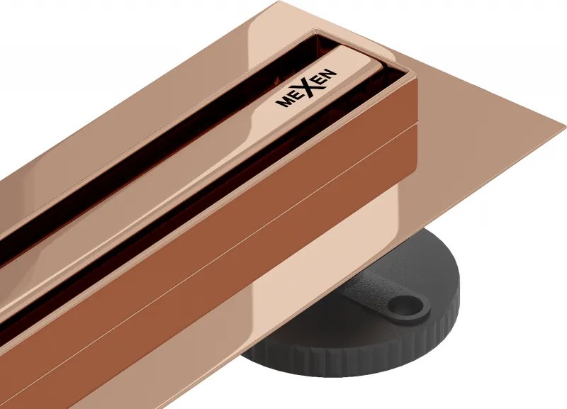 Mexen Flat nerezový sprchový žlab s rotačním 360° sifonem 80 cm, vzor SLIM, růžovo-zlatá, 1641080