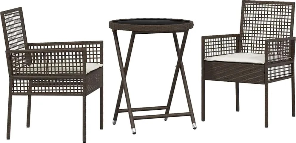 Zahradní bistro set 3 ks Hnědá polyratan 3334963