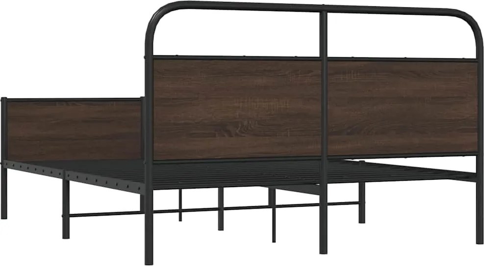 Kovový rám postele bez matrace hnědý dub 160 x 200 cm 3318709