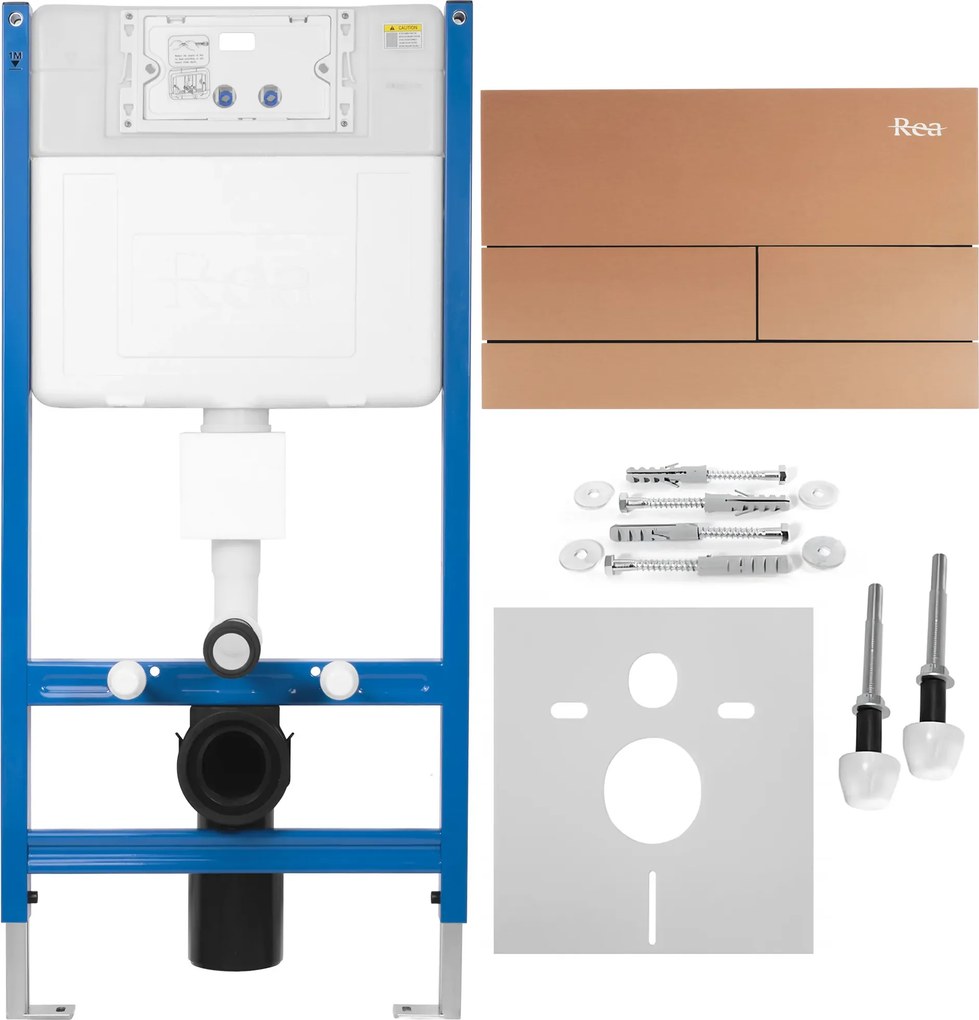 Rea Rea, Podomítkový WC systém K011A-Q + tlačítko typ-T měděná matná, KPL-E0053