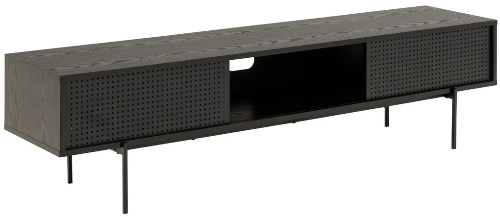 OnaDnes -20% Scandi Černý dřevěný TV stolek Toren 180 x 40 cm