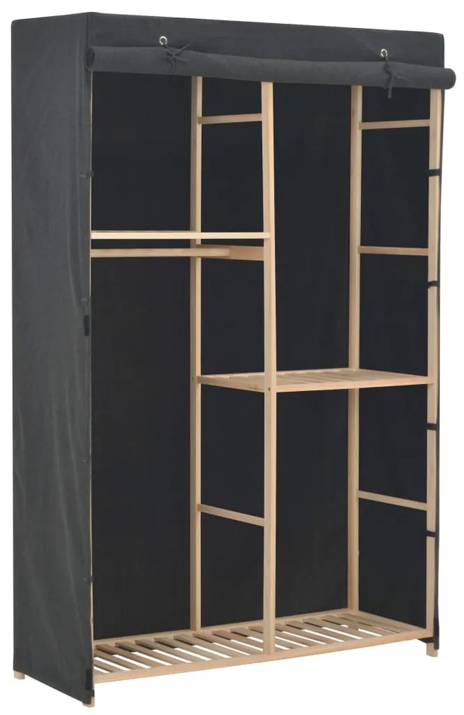 Šatní skříň se 3 policemi šedá 110 x 40 x 170 cm textil - Default Title