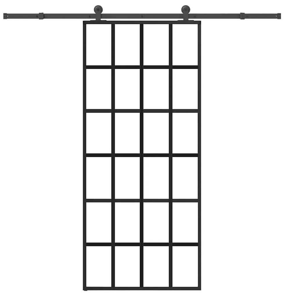 Posuvné dveře s kováním 90x205 cm ESG sklo a hliník 3332855