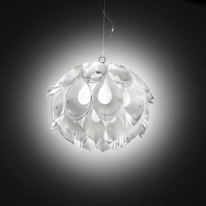 Slamp Flora medium, závěsná exotická rostlina s bílými lístky, 3x20W, prům. 50cm