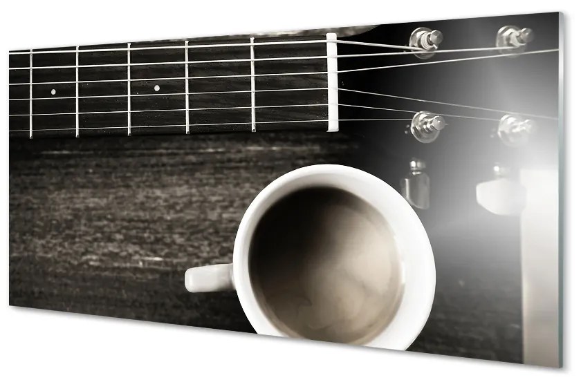 akrylový obraz coffee kytara 140x70 cm