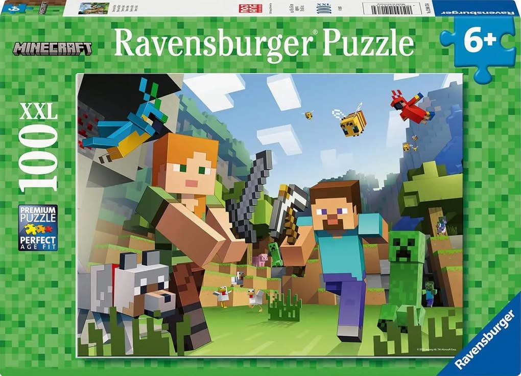 RAVENSBURGER Puzzle XXL Minecraft Steeve a Alex 100 dílků 49x36cm 2412004176
