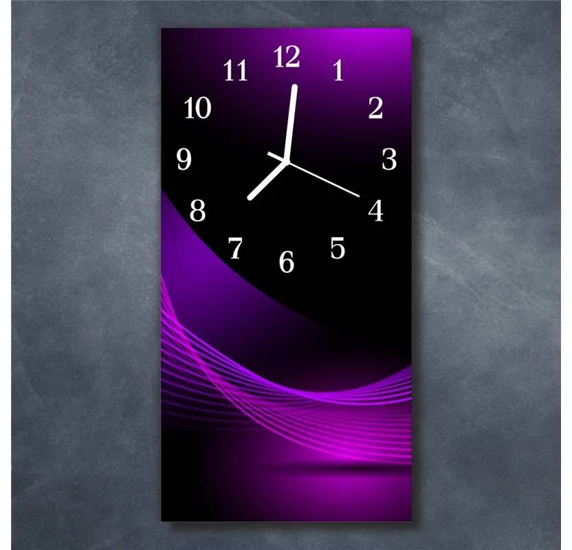 Nástěnné hodiny obrazové na skle - Abstrakt fialový I