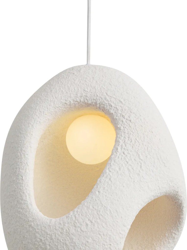 Japandi závěsná lampa bílá s organickým stínidlem, 3 světla - Moonstone