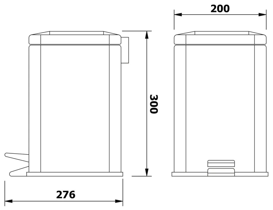 Aqualine SIMPLE LINE odpadkový koš hranatý 6l, nerez lesk GAQ006