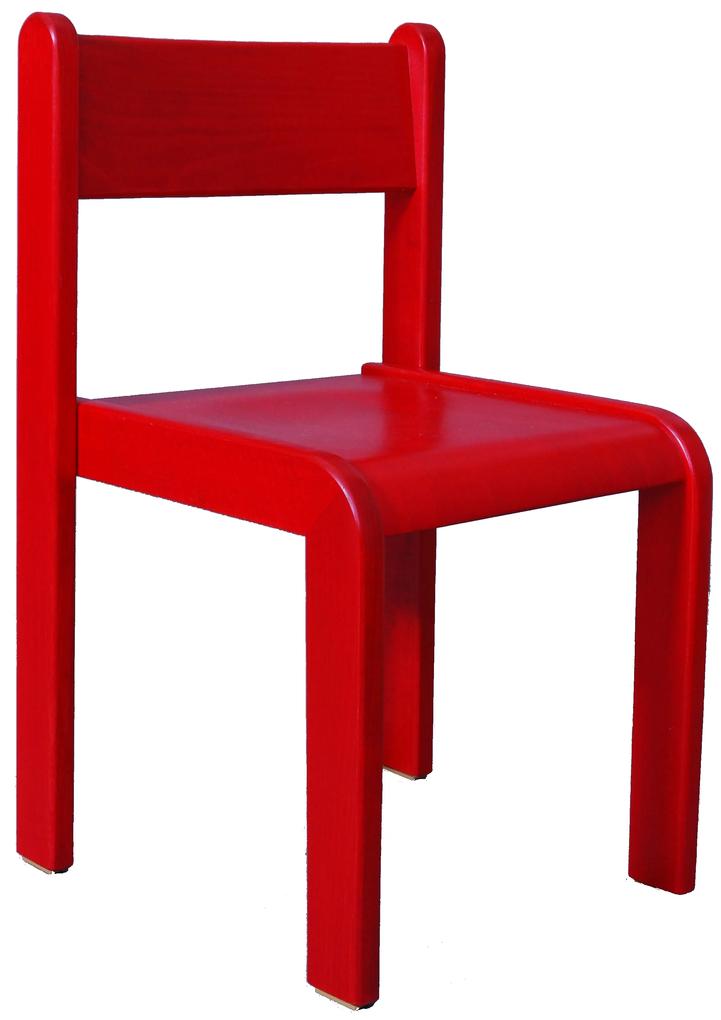 Dětská židlička bez područky 46 cm DE mořená - červená