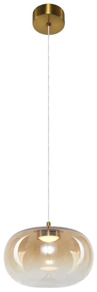 Závěsné svítidlo Vaso, 1x jantarové skleněné stínítko, (fi 18cm), g