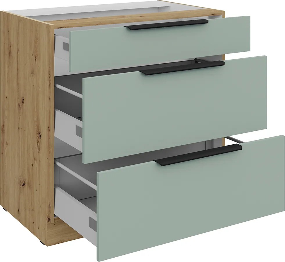 ARIA st | dolní skříňka 80 D 3S zásuvková | 80 cm | PREMIUM BOX | artisan/aquamarine