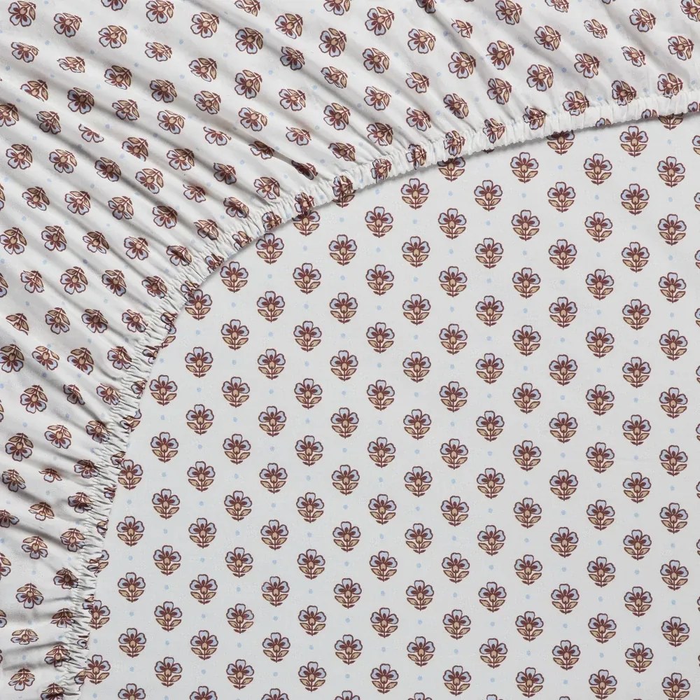 Pip Studio perkálové prostěradlo Jaipur Flower, světle modré (Kvalitní perkálové prostěradlo od Pip Studia)