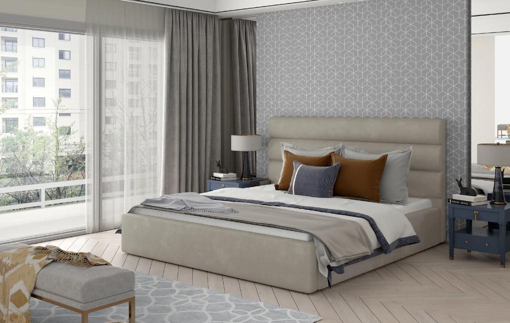 Eltap Čalouněná postel Caramel s úložným prostorem Materiál a barva potahu: Dora 21 - béžová, Rozměry (cm): 140x200