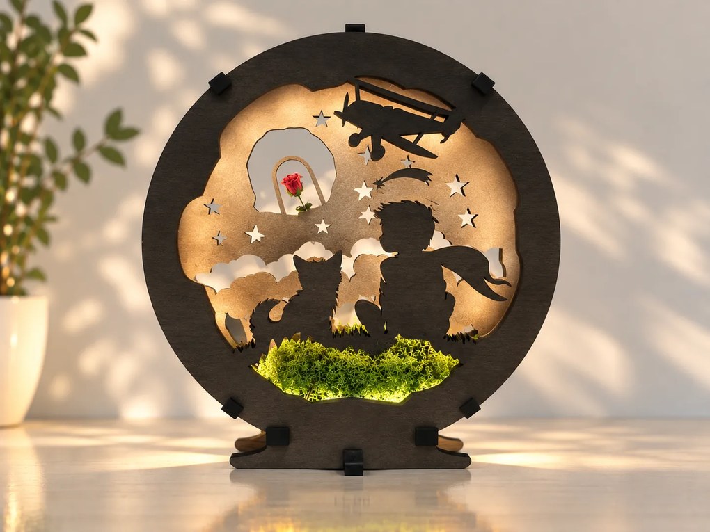Li-Go "Malý princ s růží" lampa 20x22cm provedení povrchu: bříza