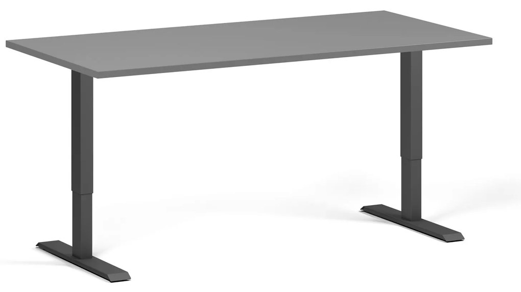 Výškově nastavitelný stůl, 160x80 cm, 1 motor, černá podnož, grafit