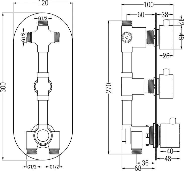Mexen KAI - 3-VÝSTUPOVÁ PODOMÍTKOVÁ SPRCHOVÁ BATERIE, CHROM, 77603-00