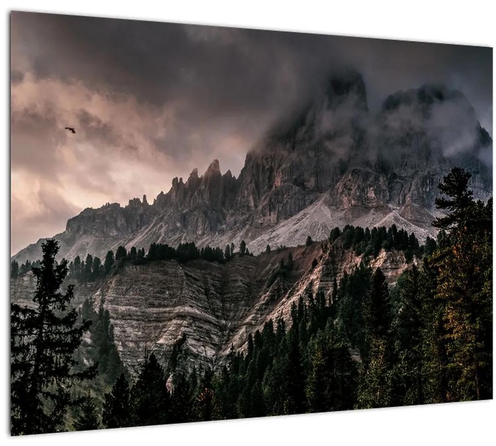 Skleněný obraz skalnatých hor (70x50 cm)