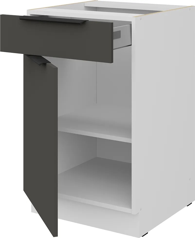 ARIA po | dolní skříňka 50 D 1F 1S policová se zásuvkou | 50 cm | PREMIUM BOX | bílá/šedá grafit