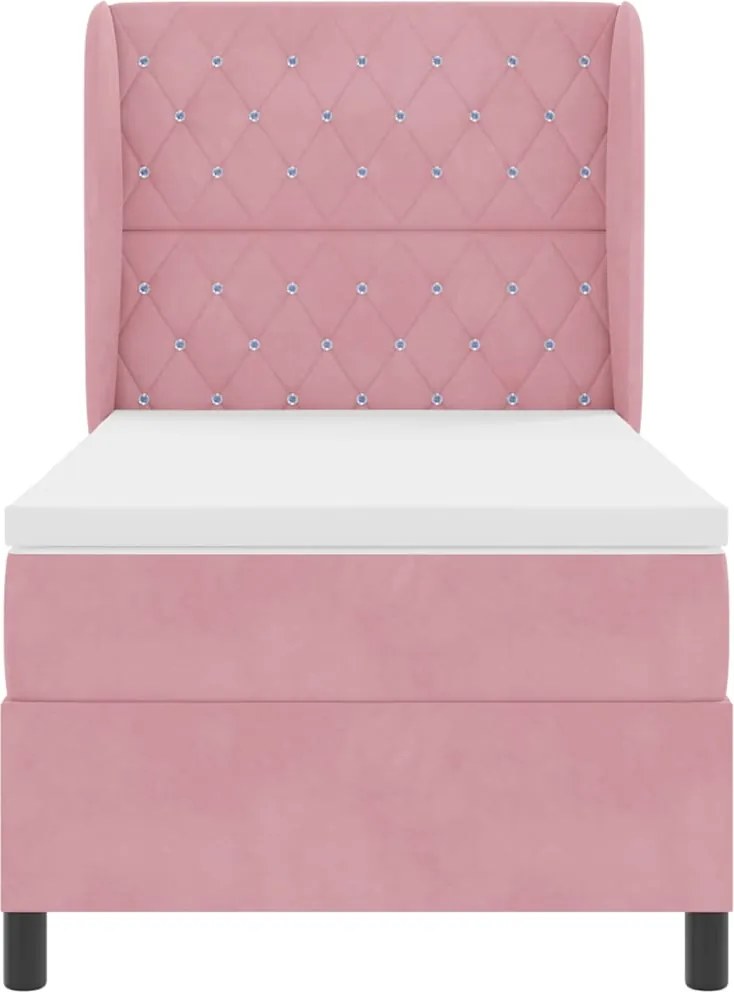 Postel s boxspringem s čelo Růžová 190 x 90 cm samet 3340855