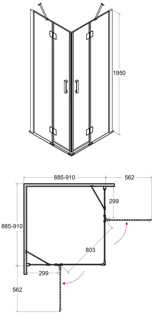 BESCO Čtvercový sprchový kout VIVA 195R Rozměr A - 90 cm - BCVIV90CTVERV