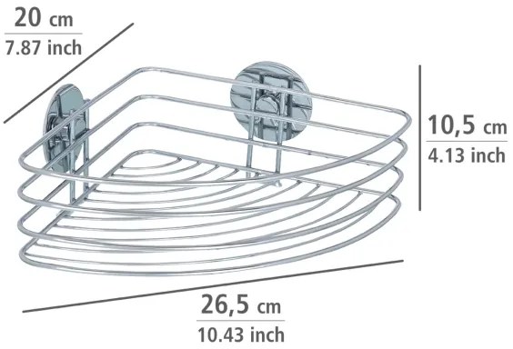 WENKO 18913100-Polička TURBO-LOC RUND STAHL 26,5x20 cm lesk. chrom