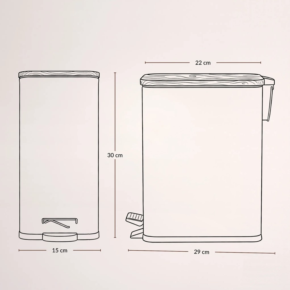Úzký koupelnový koš bílý VEDA, 5 l
