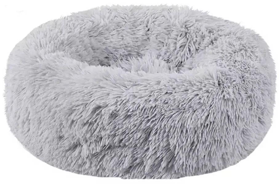 Kulatý plyšový pelíšek pro domácí mazlíčky 60 cm šedý
