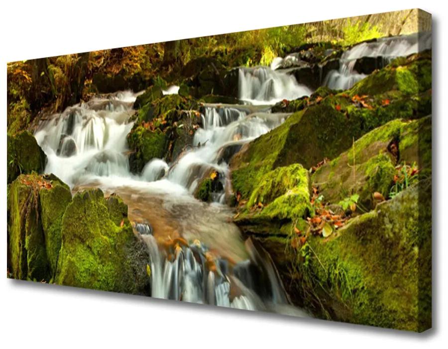Obraz na plátně Vodopád Skály Příroda 125x50 cm