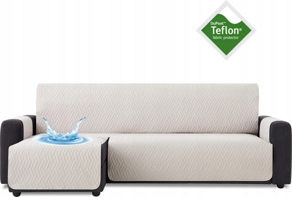 Voděodolný přehoz na pohovku rohový chránič teflon krém 240 cm levý