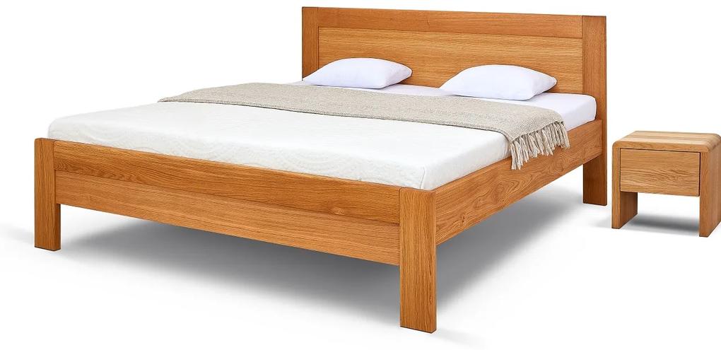 Postel Postelia ONTARIO Dub 180x200 - Dřevěná postel z masivu, dubové dvoulůžko o šíři masivu 3,7 cm