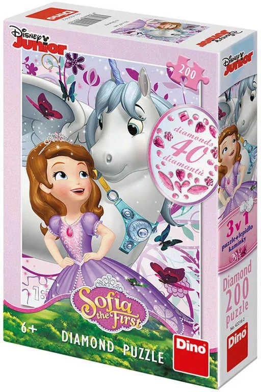 DINO Puzzle 200 dílků Sofie a jednorožec 33x47cm skládačka s diamanty dn422162