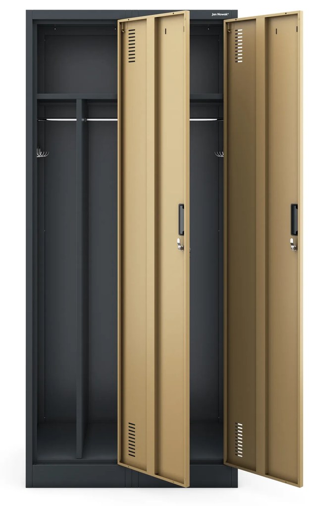 Šatní skříňka pro zaměstnance 4-boxová, antracit/ořech, 800x1800x500 mm: KACPER Eco Design