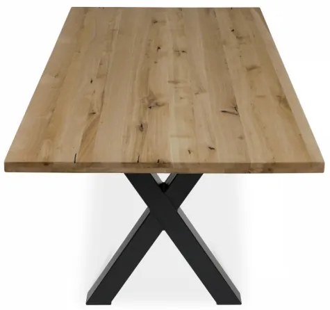 Jídelní stůl 200x100x75 masiv dub kovové podonoží X černý lak DS-X200 DUB