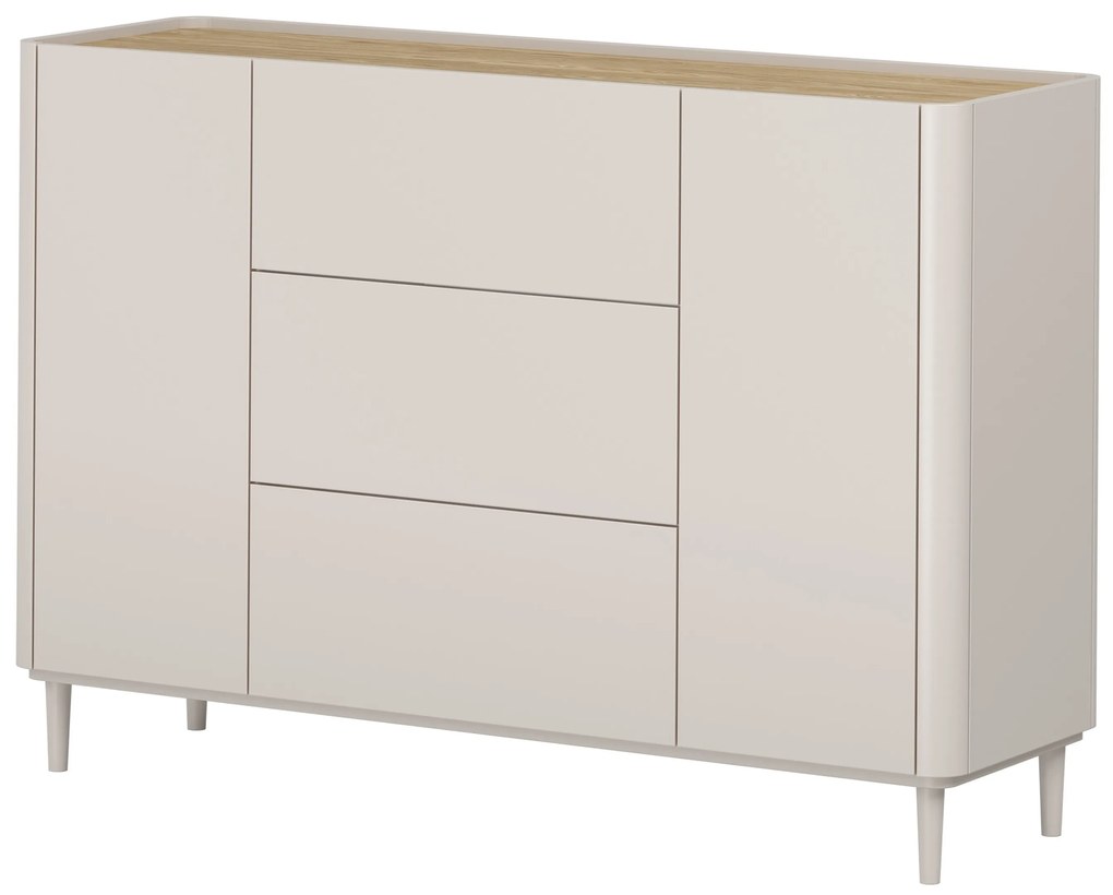 Komoda Elivo 150 cm na nožkách - kašmírová / dub olejovaný