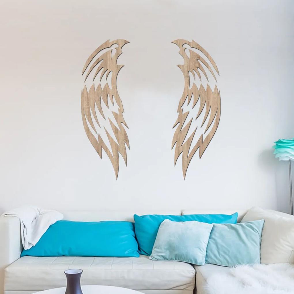 Dřevěná dekorace na zeď  Andělská křídla DARK Barevný vzor: Javor, Rozměry (cm): 60x86