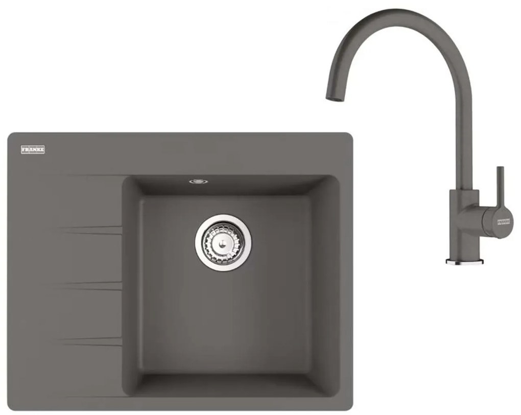 Franke - Kuchyňský set G269ŠK, fragranitový dřez CNG 611-62 TL/7 a baterie FC 6018.084, šedý kámen 114.0700.668