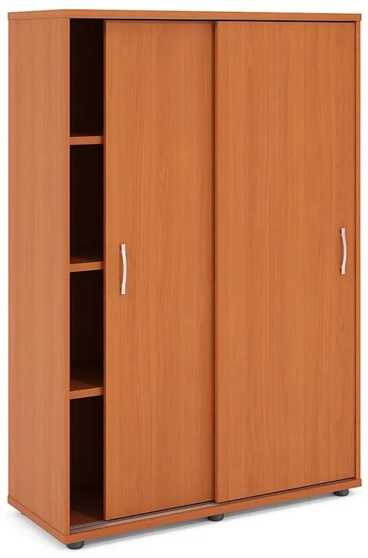 Střední skříň Praktik 100x40x111,7 cm - posuvné dveře Barva: Tmavý ořech