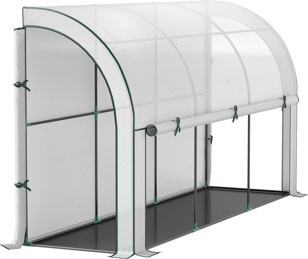 Skleník Outsunny s rolovacími dveřmi, zimní ocelový skleník na balkon, zahradu, dům na rajčata s UV ochranou 300x80x157cm | Aosom