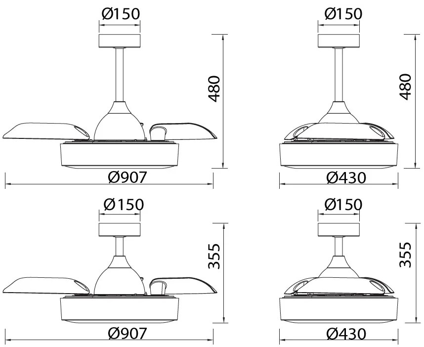 Mantra Coin Mini, rozvinovací ventilátor se svítidlem a dálk. ovladačem, LED 45W 2700-5000K, dřevěná, průměr 43/90cm