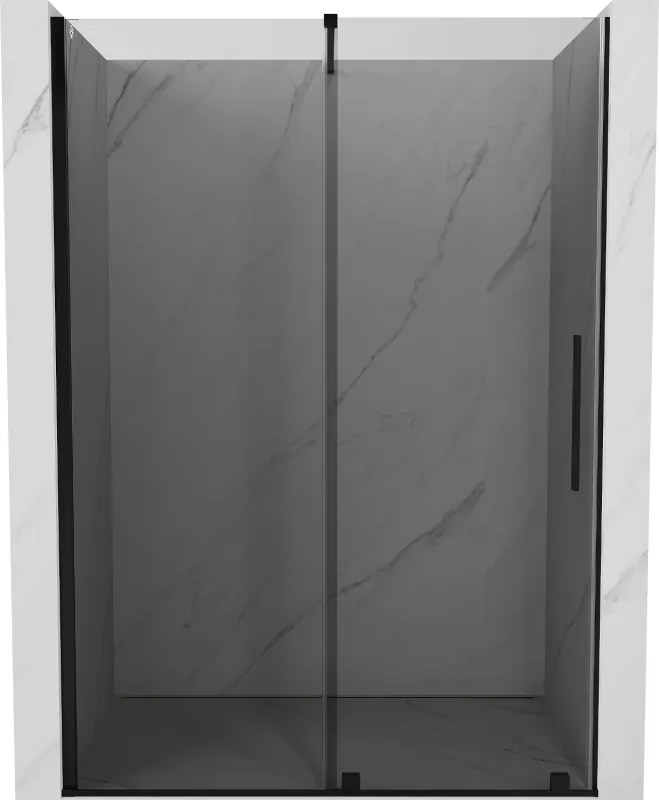 Mexen Velar, posuvné sprchové dveře do otvoru 130 cm, 8mm šedé sklo, černá matná, 871-130-000-41-70