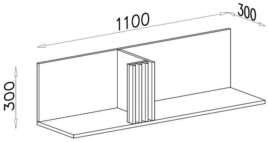 Nástěnná police Almo, 110 cm, dub estana/antracit
