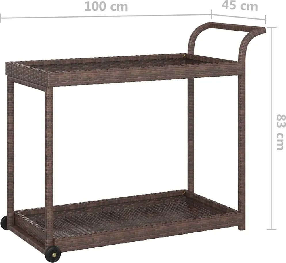 Barový vozík hnědý 100 x 45 x 83 cm polyratan 316665